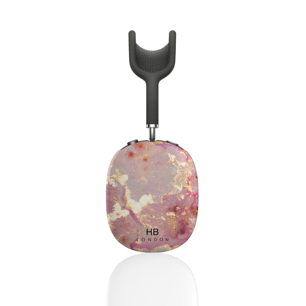 Personalised Pink and Gold Marble AirPod Max Case - HB LONDON