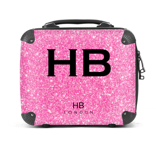 Personalised Pink Glitter Vanity Case - HB LONDON